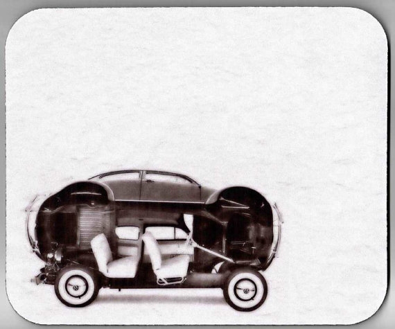 The Opened Vw Beetle Decorative Mouse Pad Mid Century Futuristic Bug ...